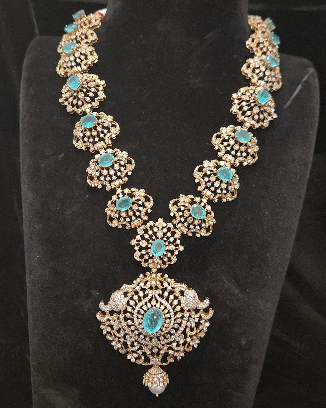 Elegant Victorian Floral 92.5 Silver Mini Haram Set – Vajra Jewellery